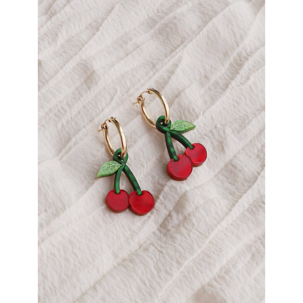 Wolf & Moon : Cherry Hoop Earrings – Broochaholic