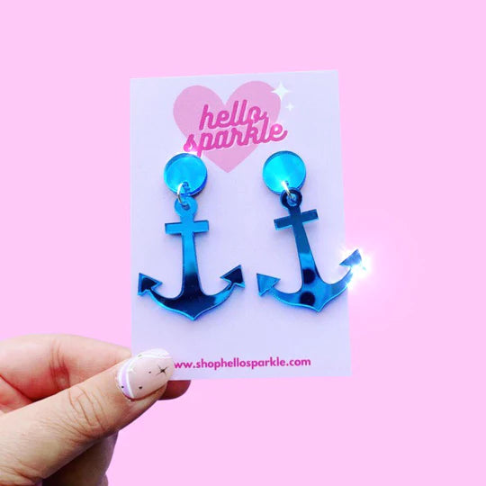 Hello Sparkle : Anchors Away Earrings - Mirror – Broochaholic