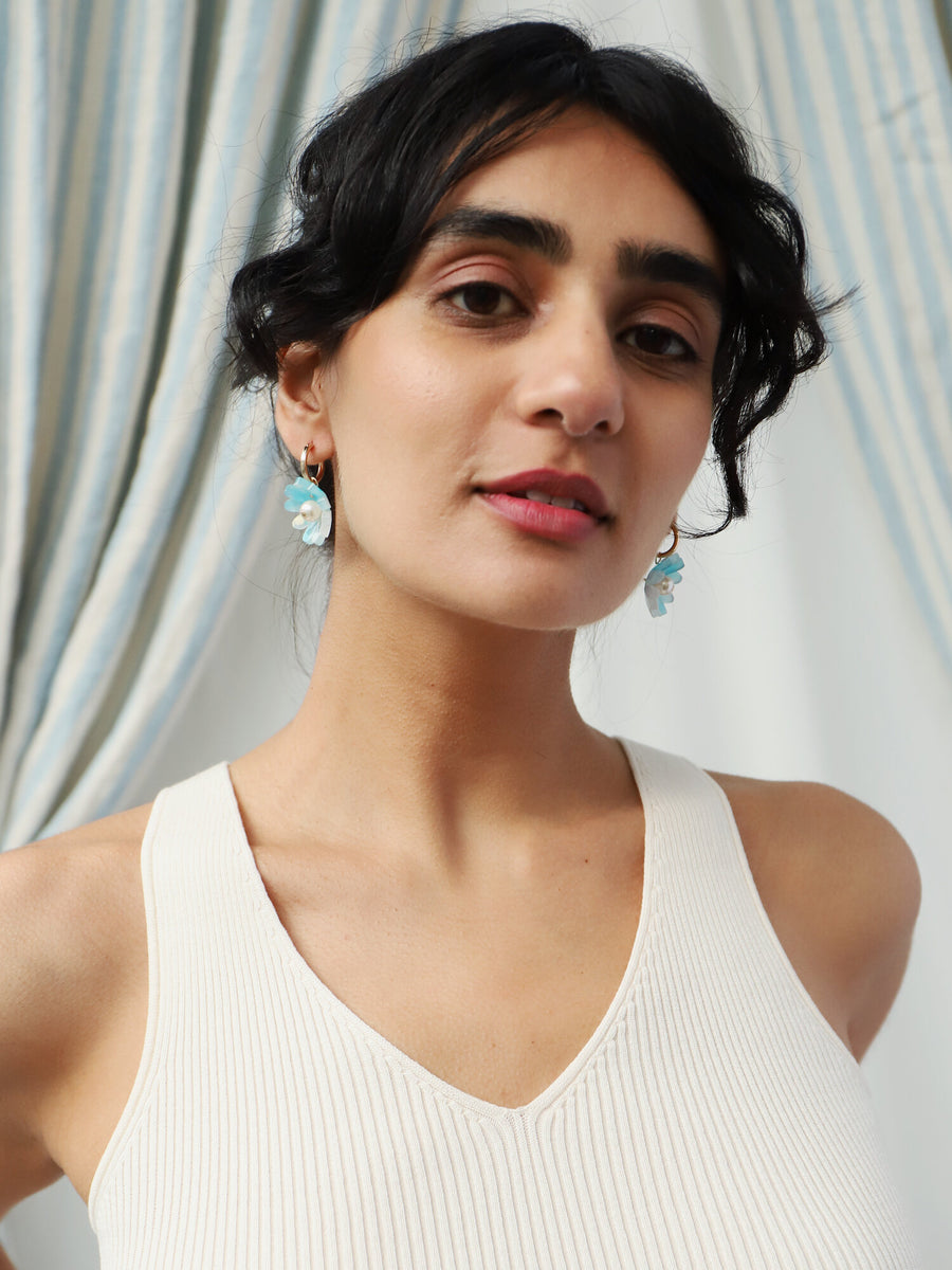 Wolf & Moon : Daisy Hoops in Baby Blue – Broochaholic